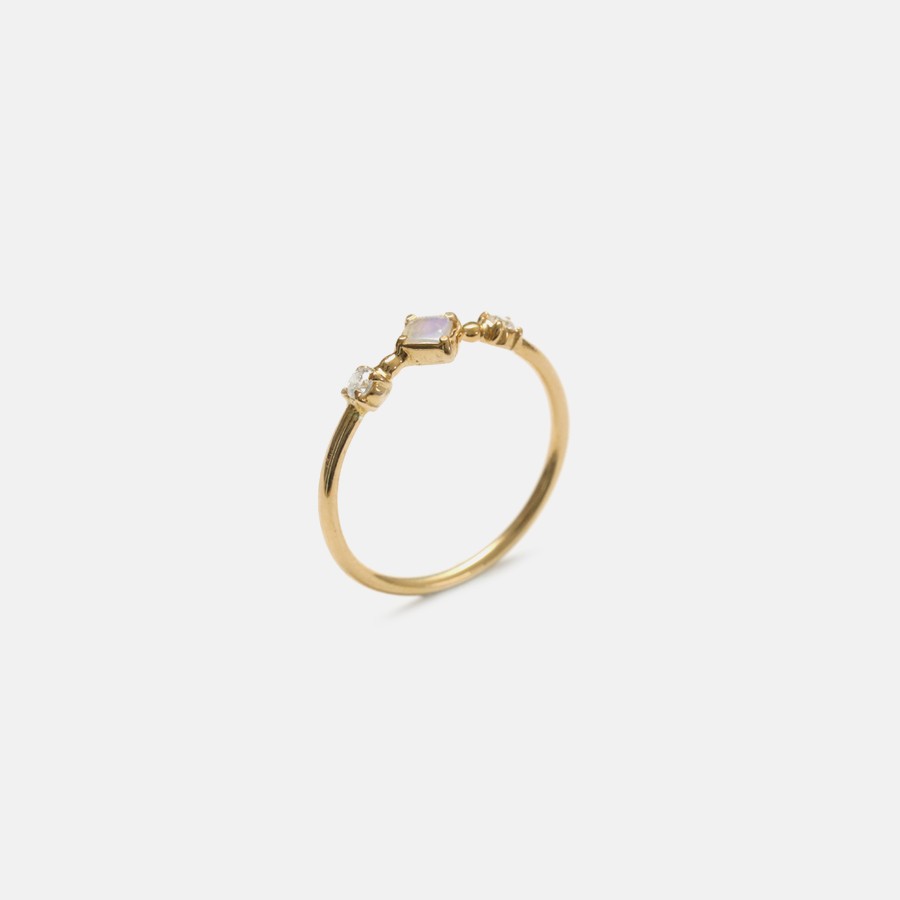 Mora R. - Gold plated sterling silver ring with moonstone and zircon d ...