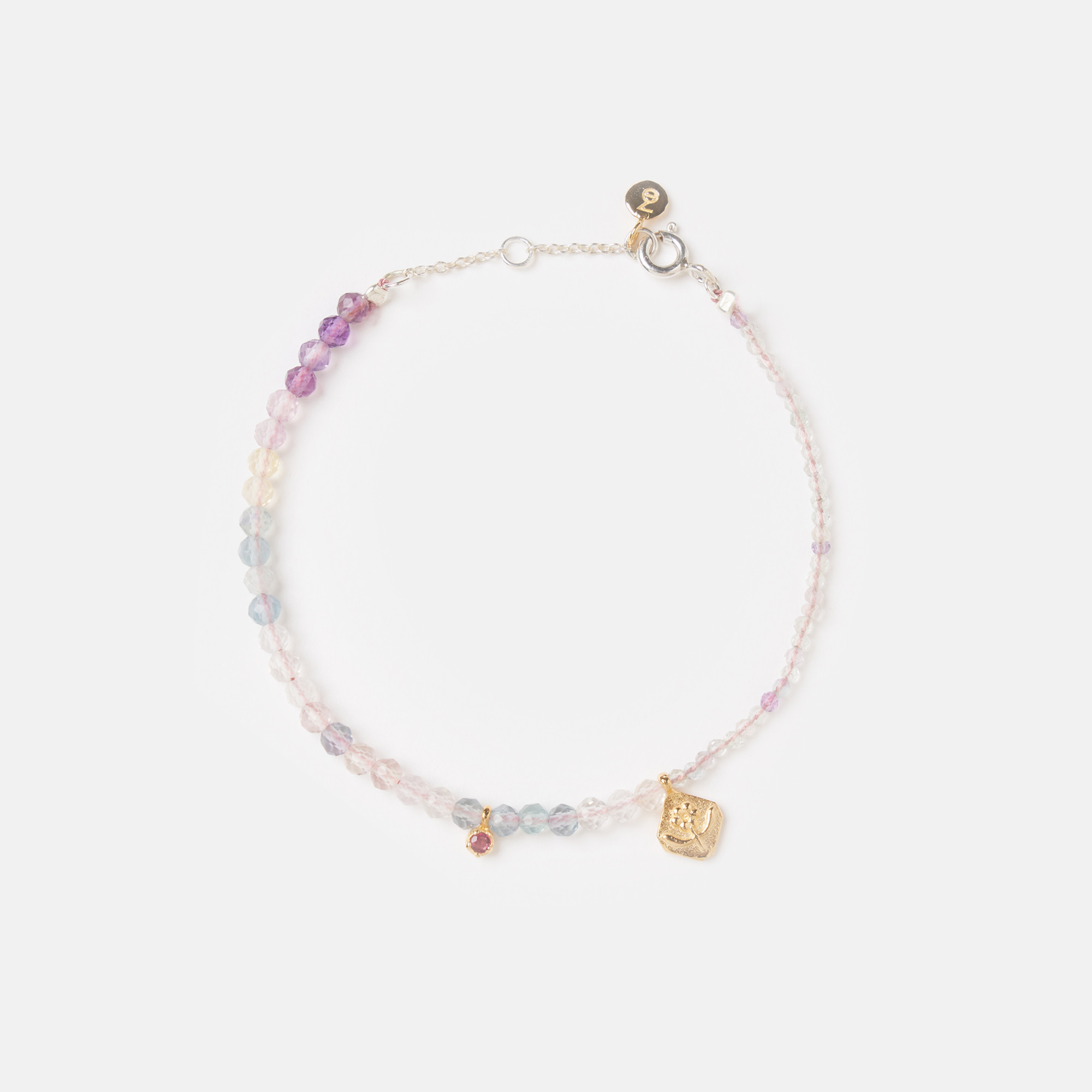 Bloom B. - Fluorite stone in mixed size with Rhodolite and flora charm ...