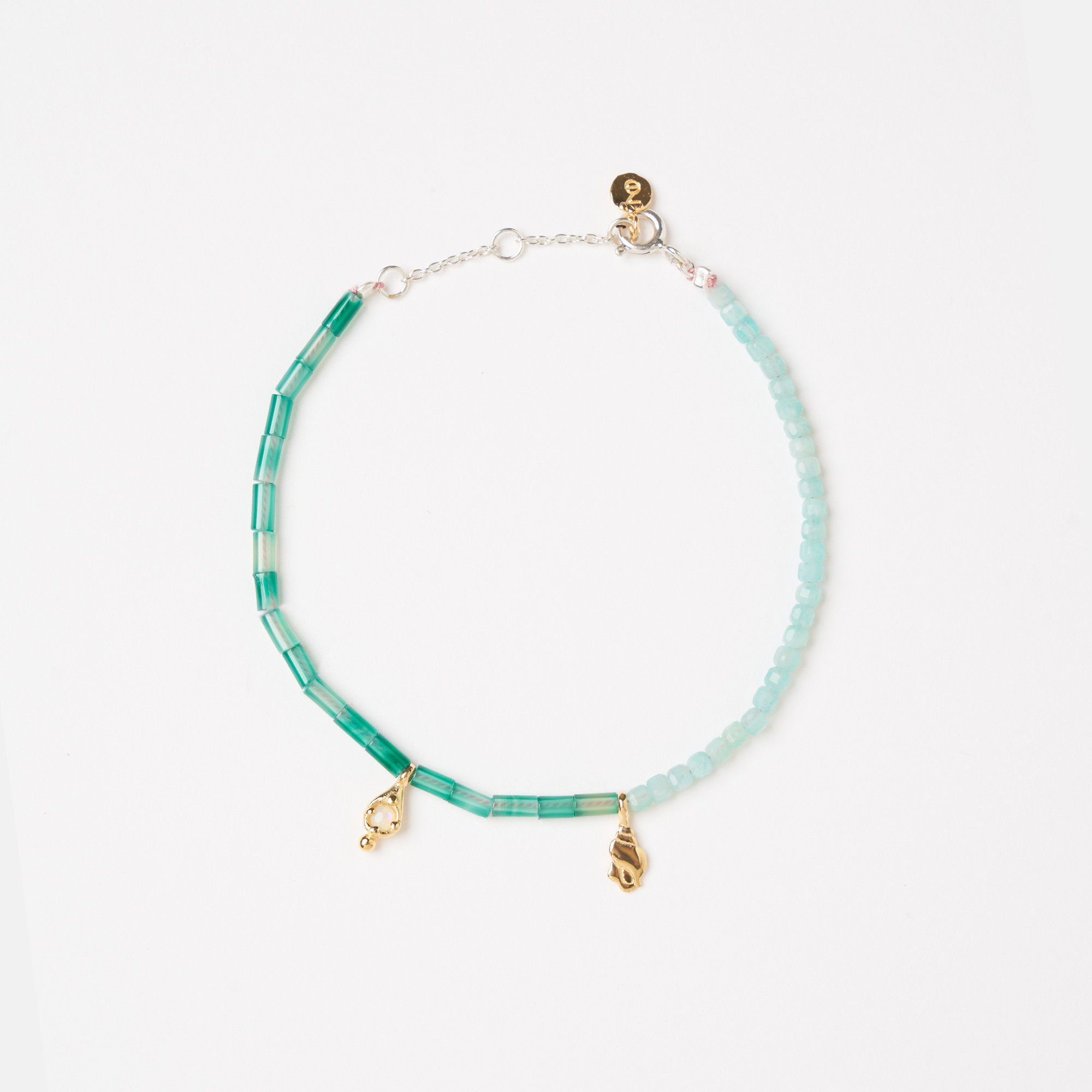 Lagoon B. - Green Agate and Amazonite stone with shell and Moonstone ...