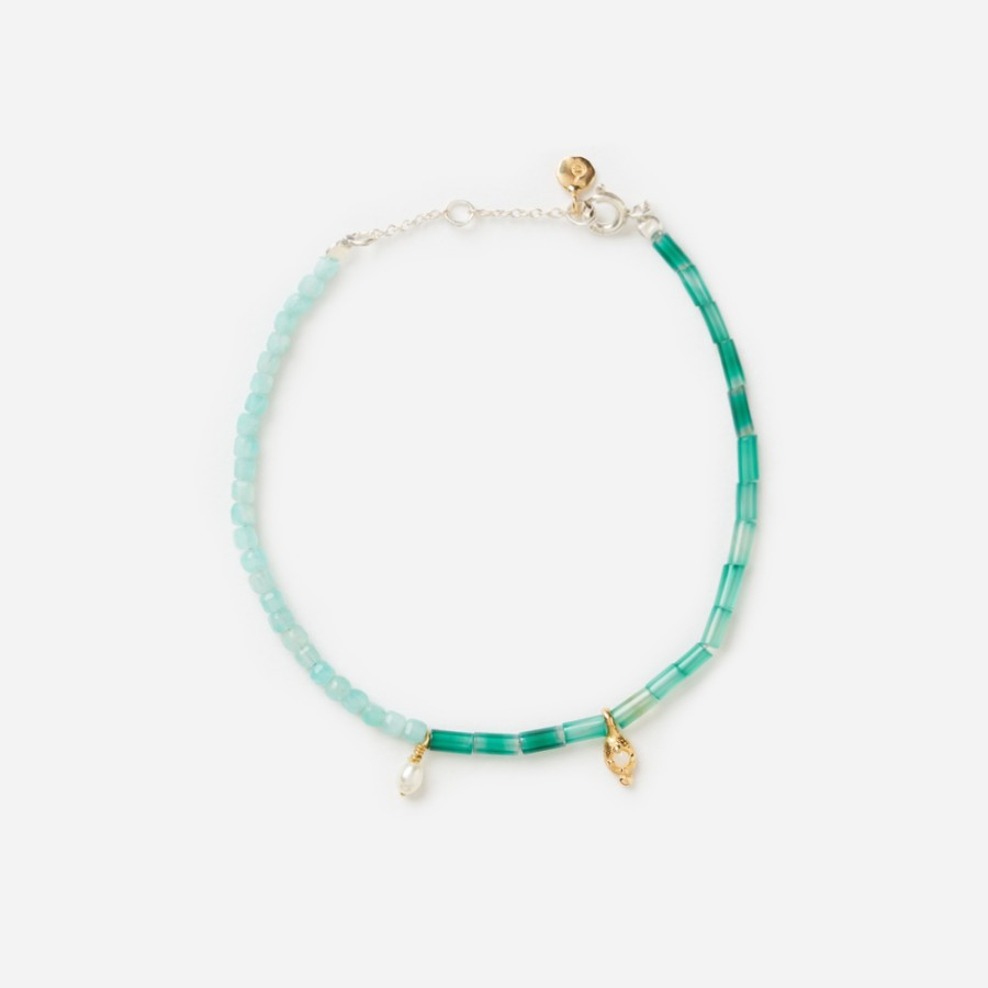 Lagoon B. - Green Agate and Amazonite stone with shell and Moonstone ...